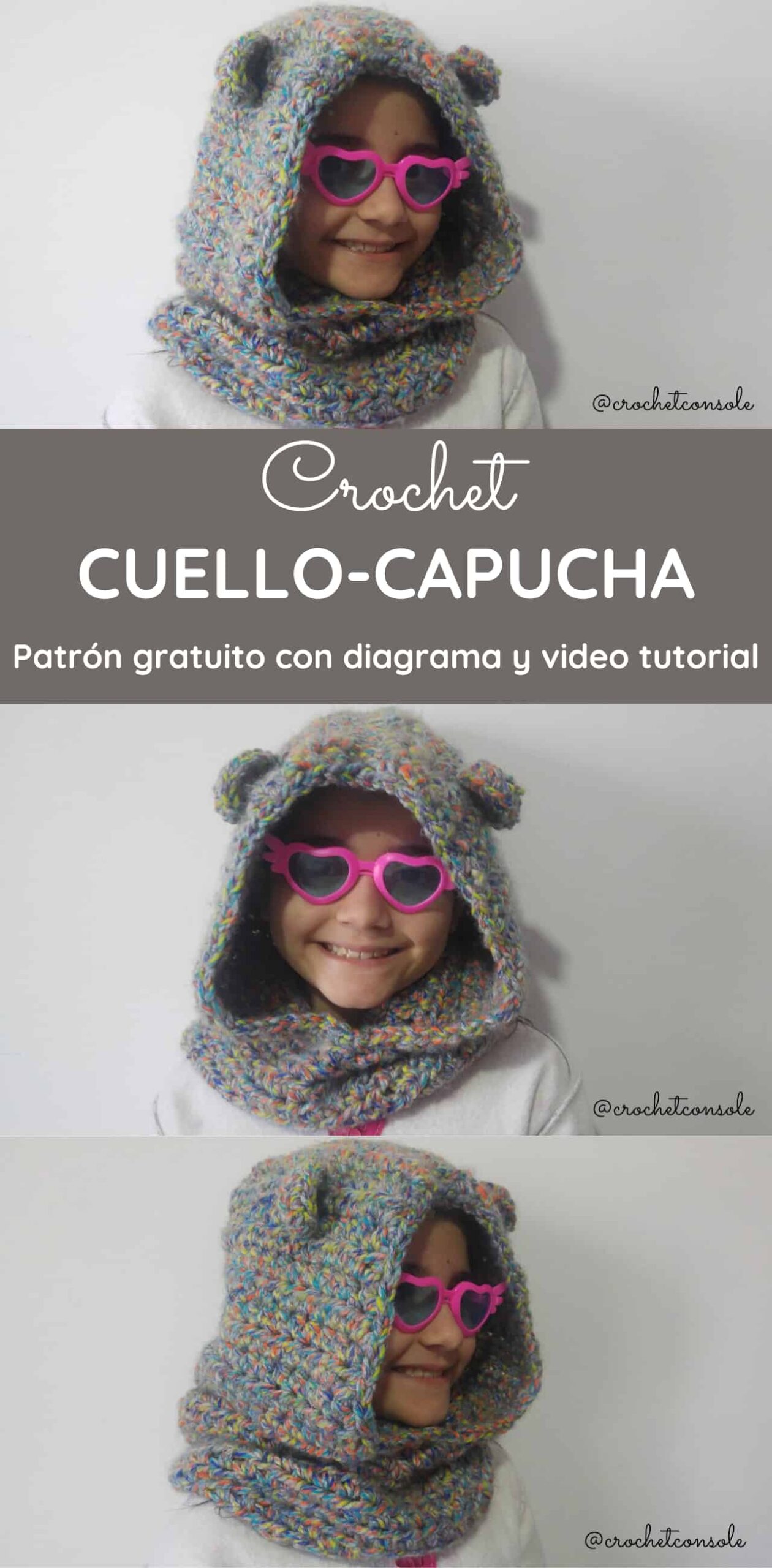 Cuello con capucha a crochet - Crochet con Sole