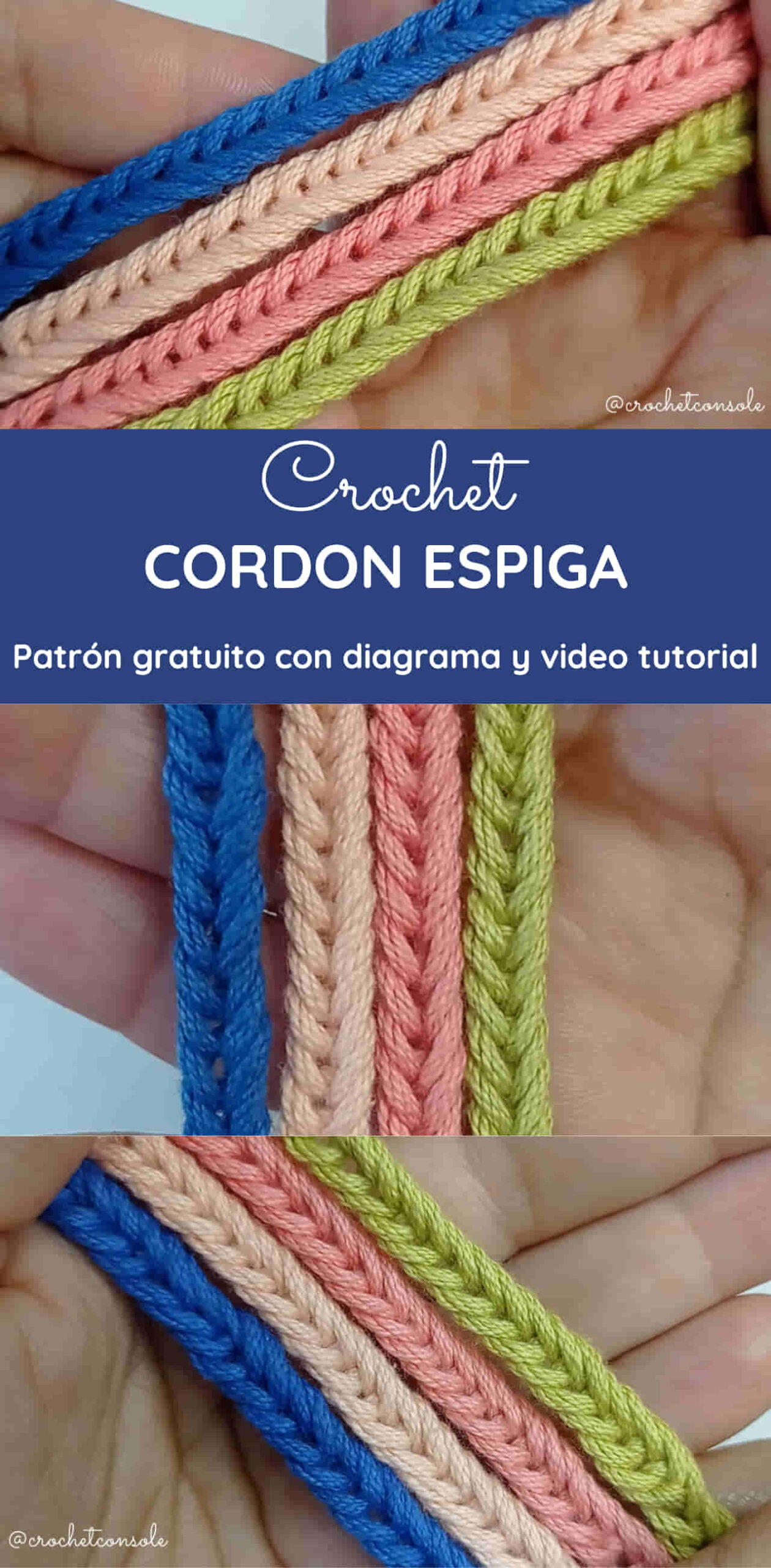 Cordón espiga a crochet - Crochet con Sole