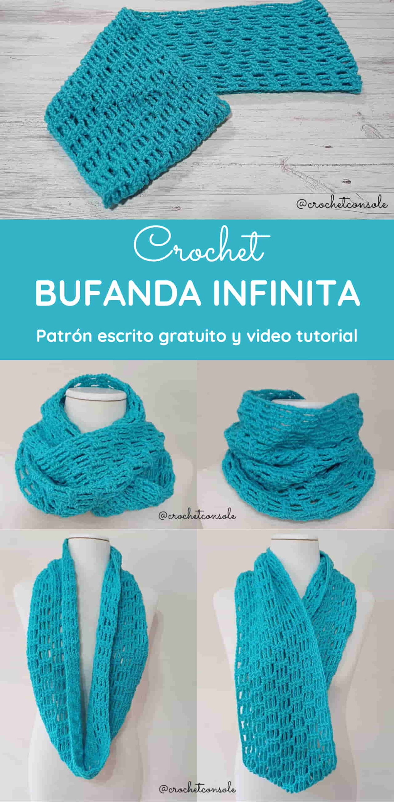 Bufanda infinita a crochet - Crochet con Sole